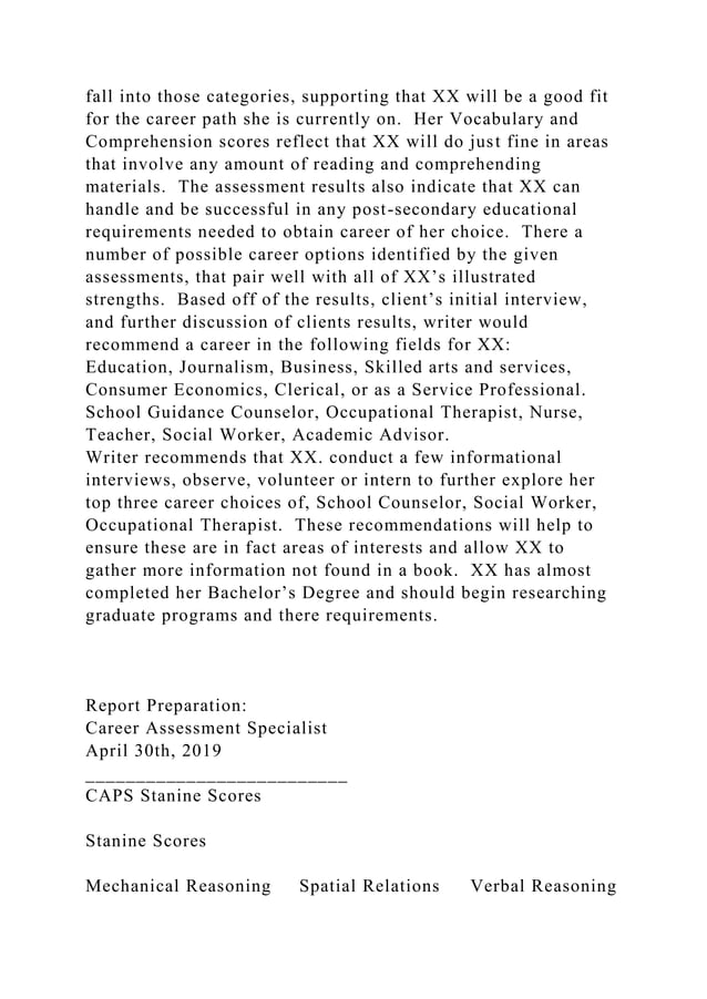 Career Assessment Report Page 2Table of Contents.docx