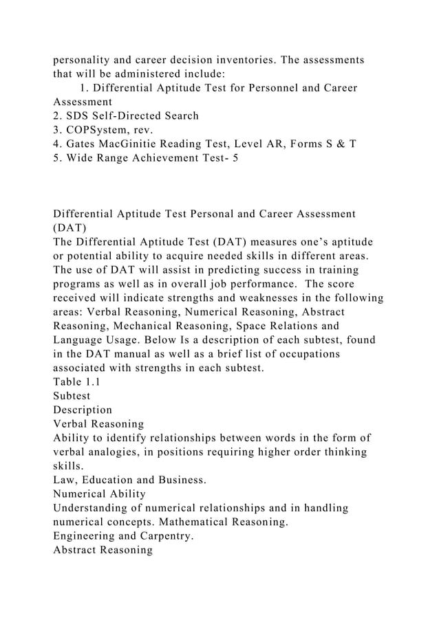 Career Assessment Report Page 2Table of Contents.docx