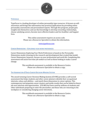 Complete Your Own Career Assessment. | PDF