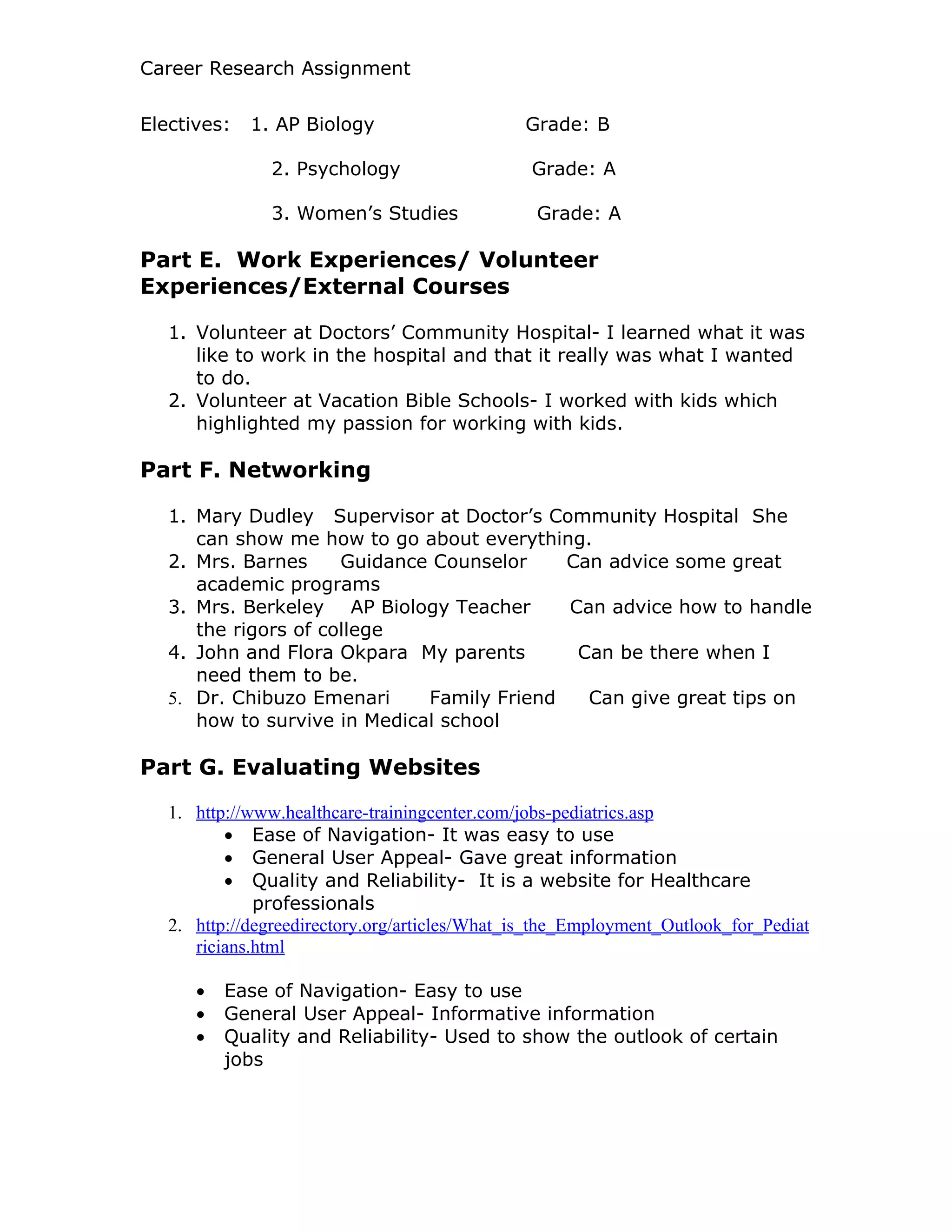 Career assignment | DOC