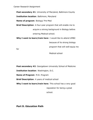 Career assignment | DOC