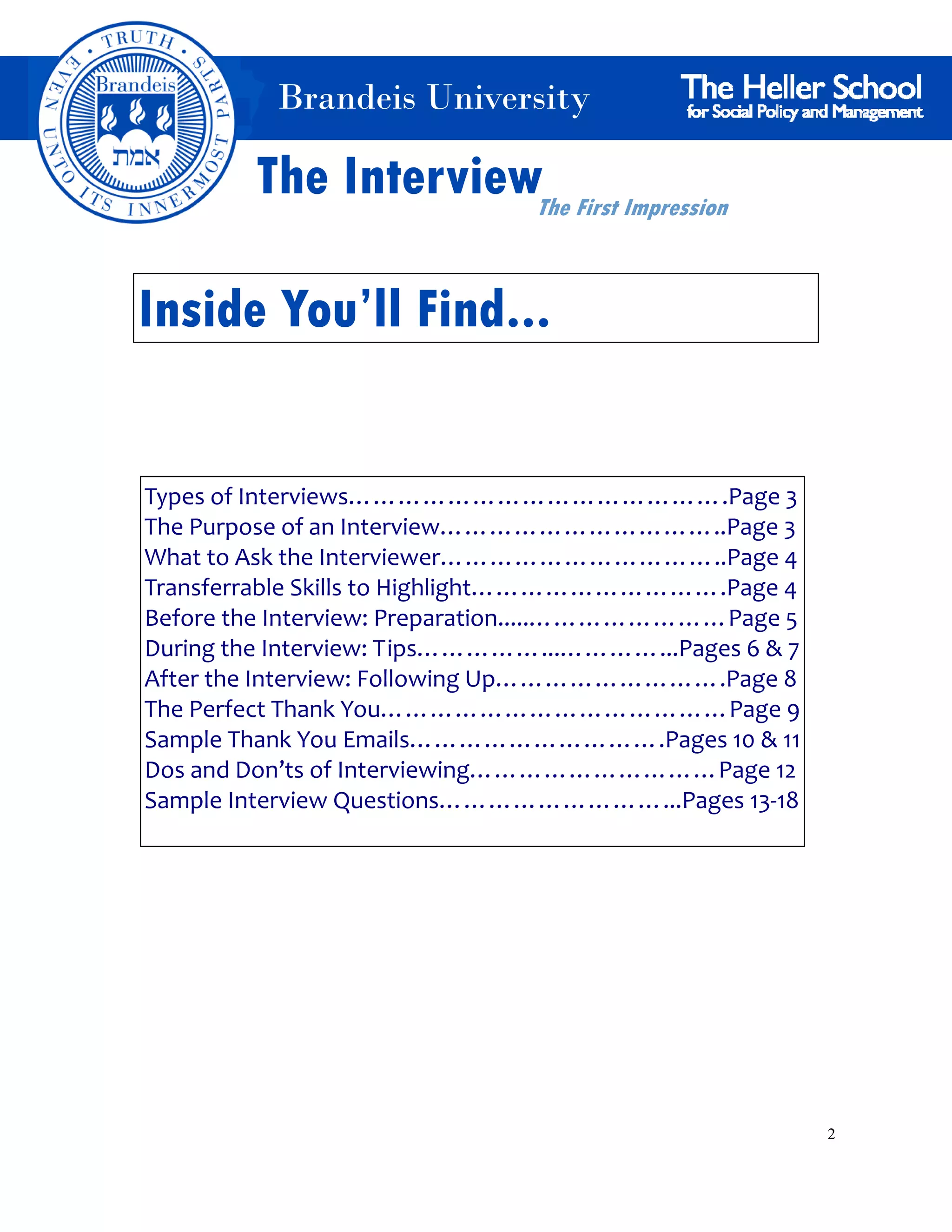 Career brief the interview, the first impression | PDF