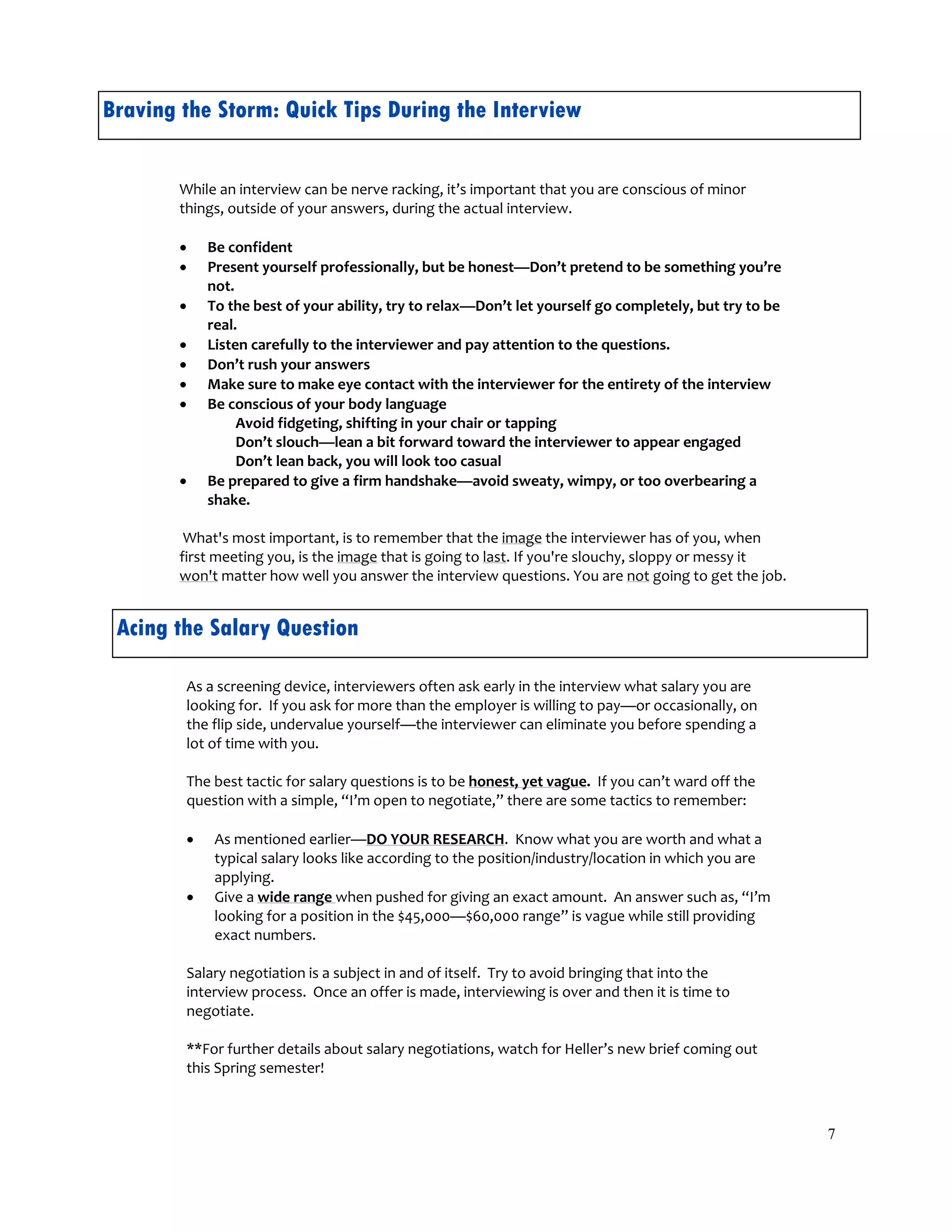 Career brief the interview, the first impression | PDF