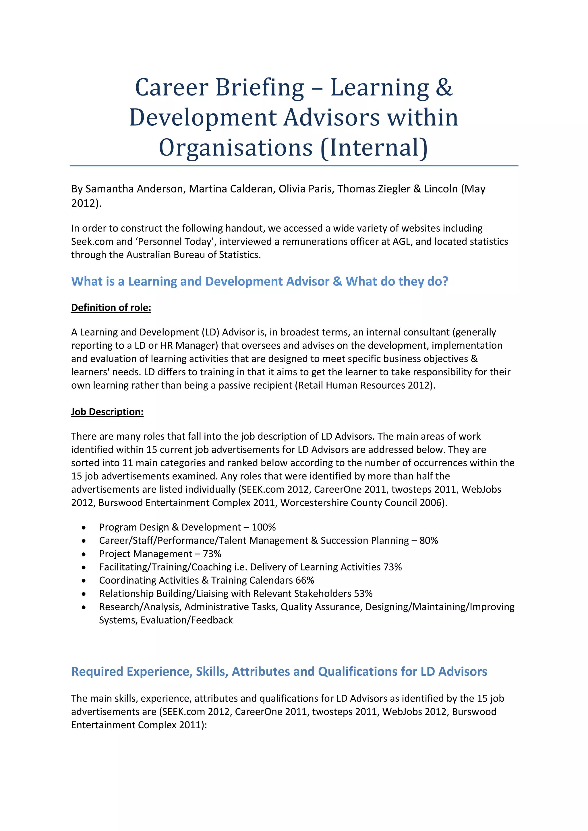 Career briefing | DOCX