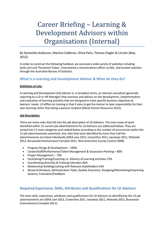 Career briefing | PDF