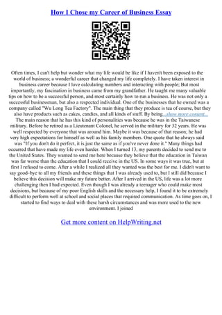 Career Choice Essay | PDF