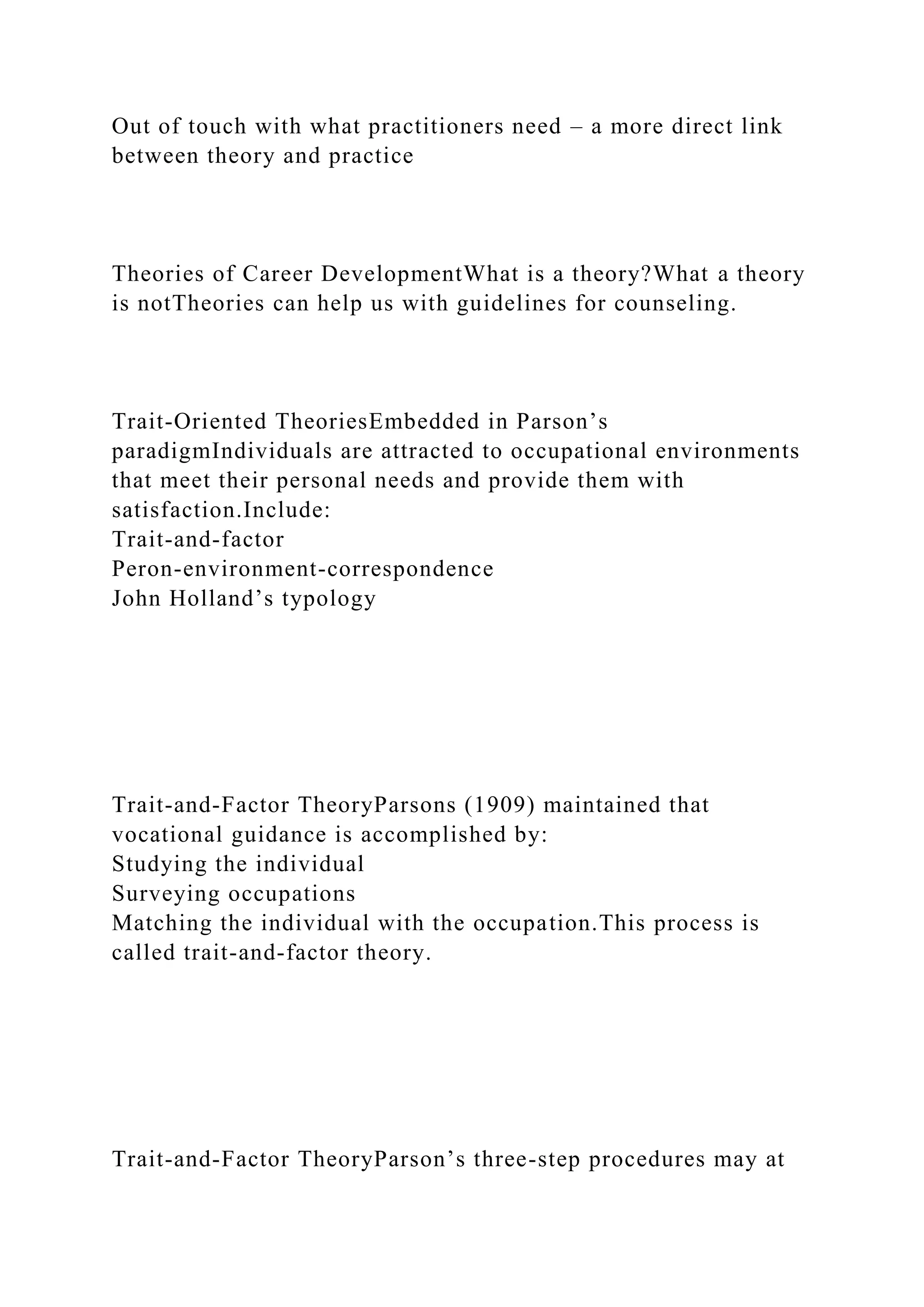 Career Counseling A Holistic ApproachTheories of.docx