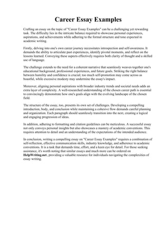 Career Essay Examples | PDF