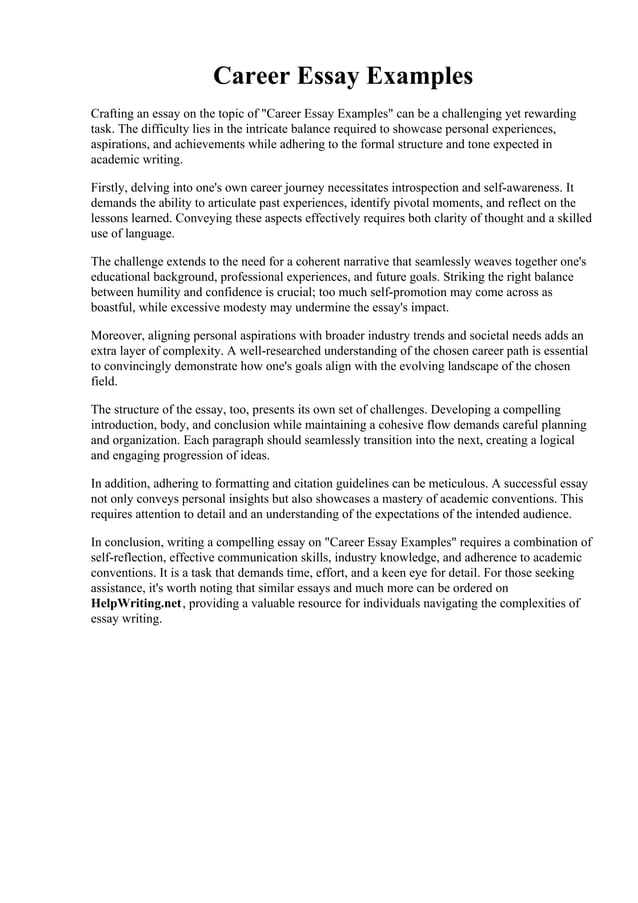 Career Essay Examples | PDF