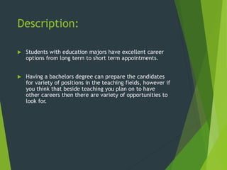 Career Exploration for Education Majors | PPT | Career Advice | Careers
