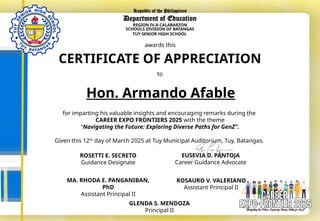 Career Expo Certificates for Grade 12 Students | PPTX