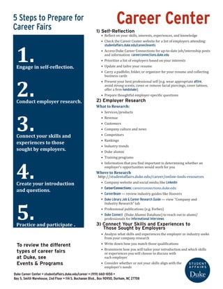 Duke Career Center Career Fair Preparation Collection | PDF | Job Fairs ...