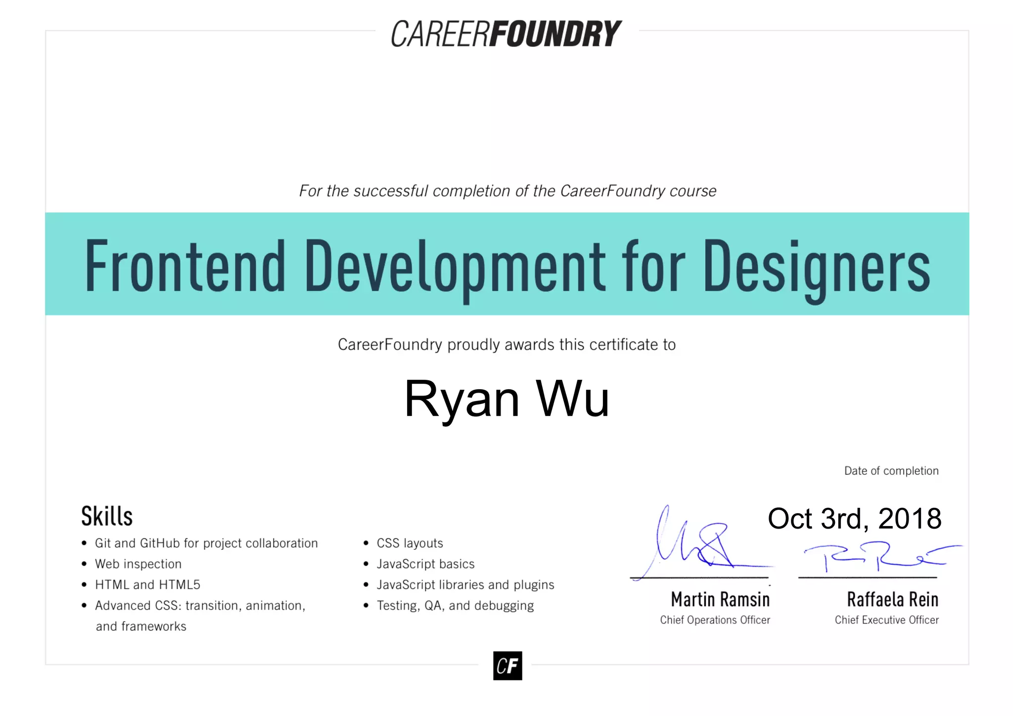 Certificate - Front End Development | PPT