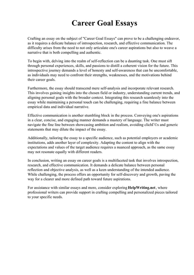 Career Goal Essays.pdf | Career Planning | Careers