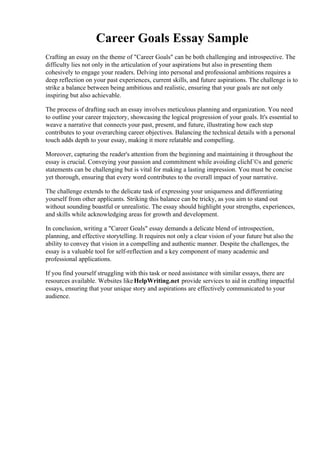 Career Goals Essay Sample | PDF