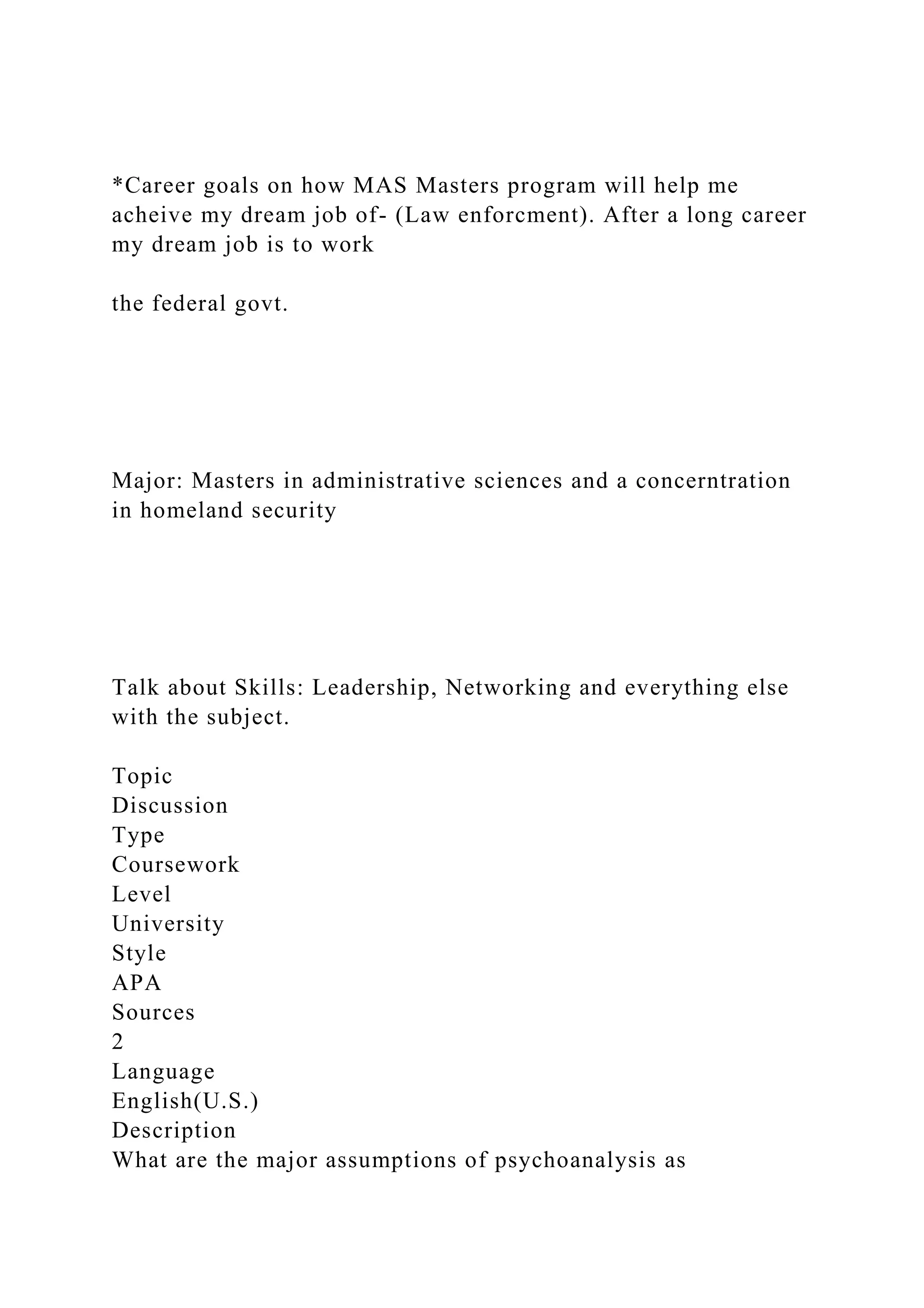 Career goals on how MAS Masters program will help me acheive my d.docx