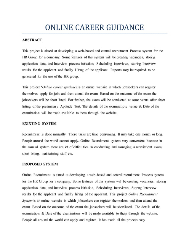 Web based Career guidance | PDF