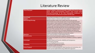 career guidance using ml and python for college students projects | PPTX