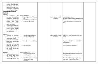 Career guidance orientation program action plan | DOCX