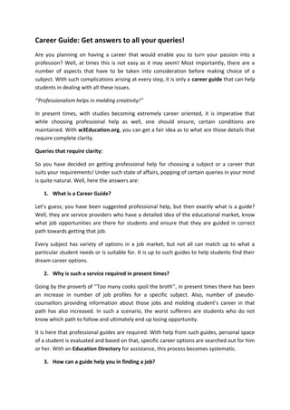 Career Guide: Get answers to all your queries! | DOC