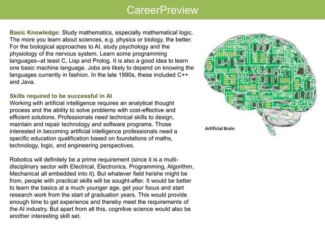 Career in artificial inteligence | PPSX | Robotics | Technology & Computing