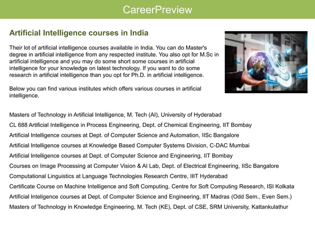 Career in artificial inteligence | PPSX | Robotics | Technology & Computing
