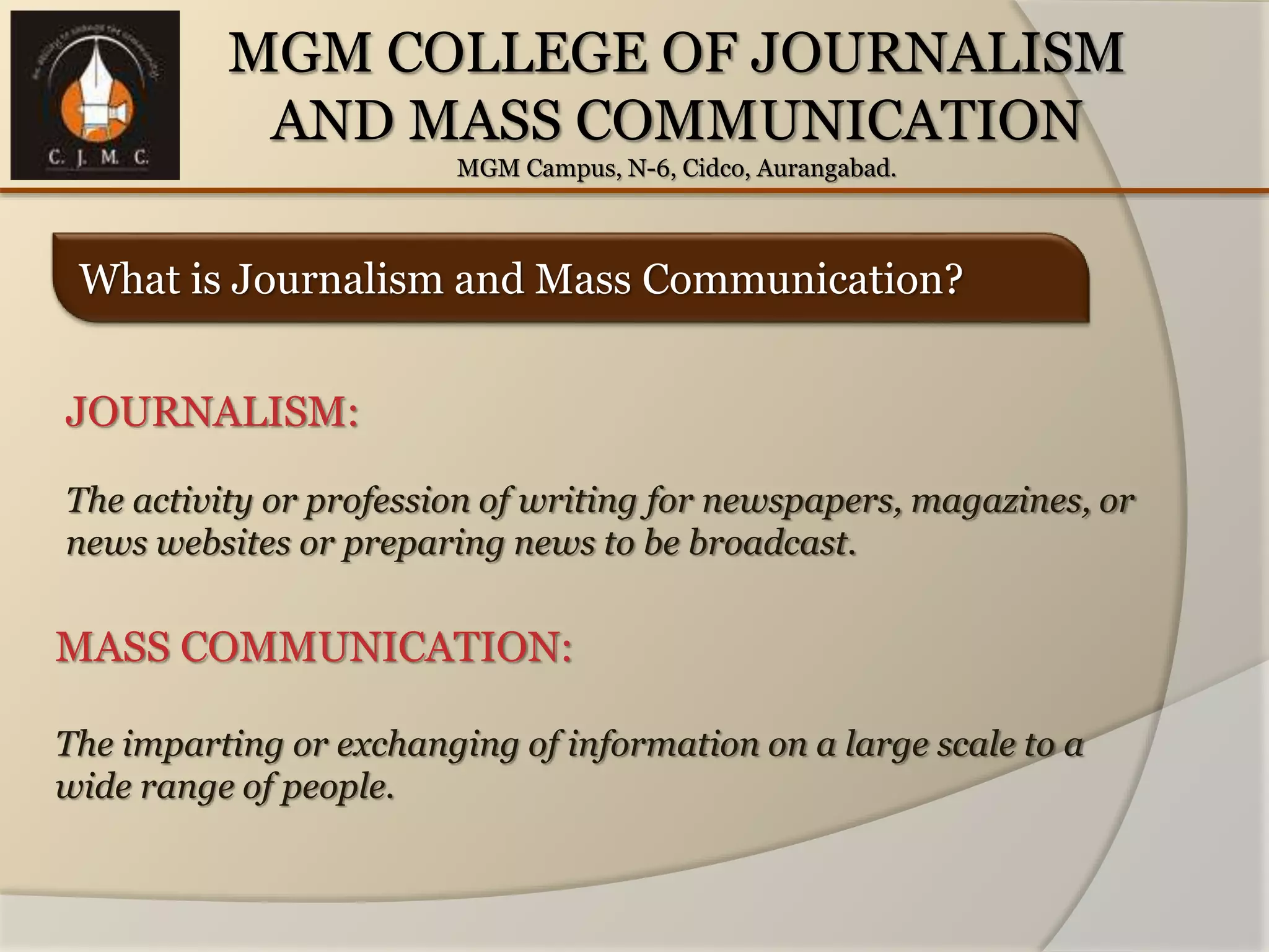 Career Opportunities in journalism and Mass Communication | PPTX