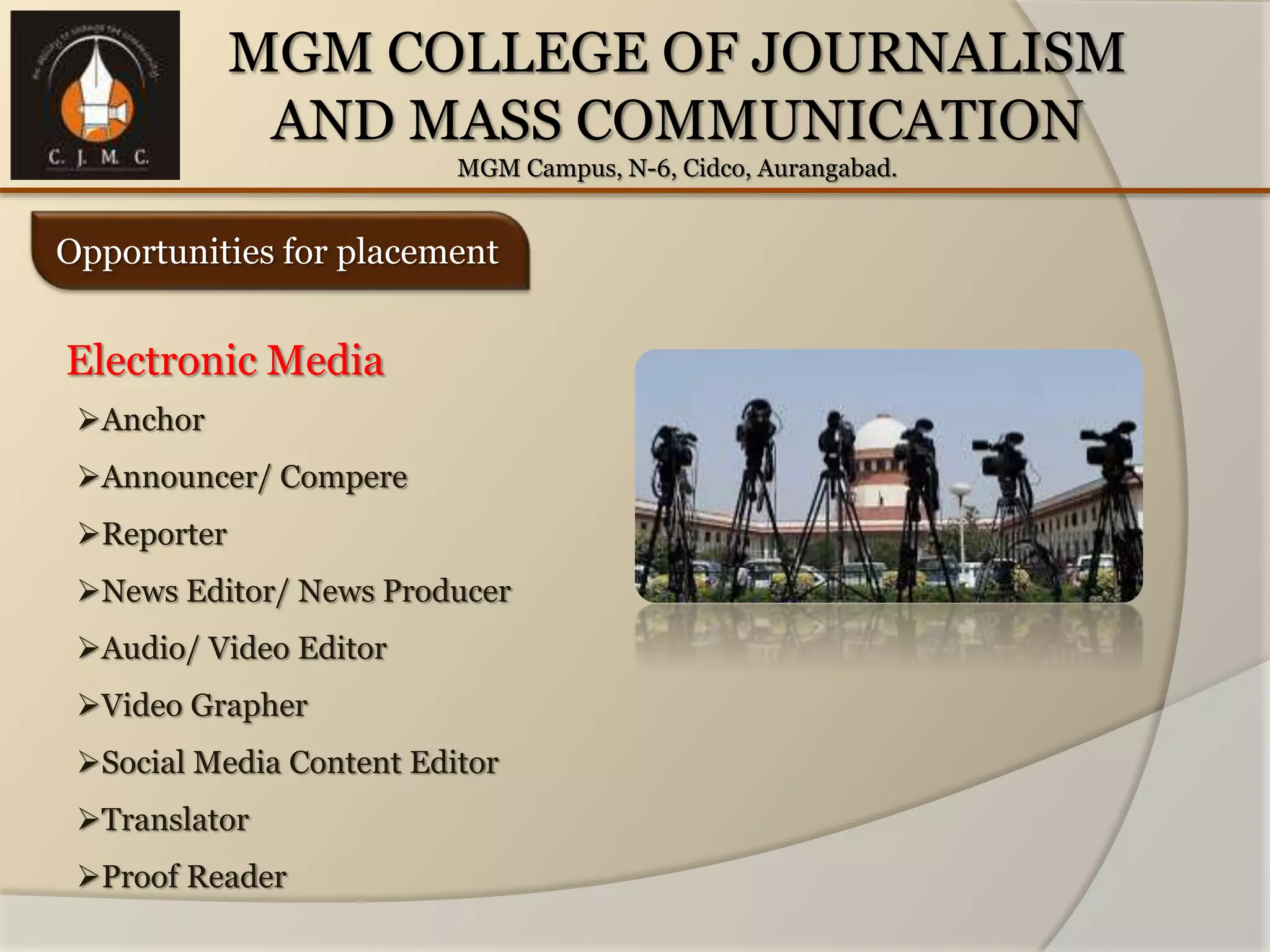 Career Opportunities in journalism and Mass Communication | PPTX