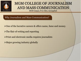 Career Opportunities in journalism and Mass Communication | PPTX
