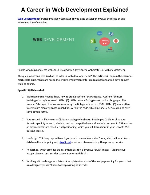 Career in web development explained