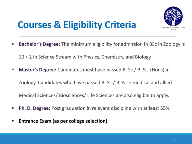 Career in Zoology.ppt | Postgraduate Education | College Education