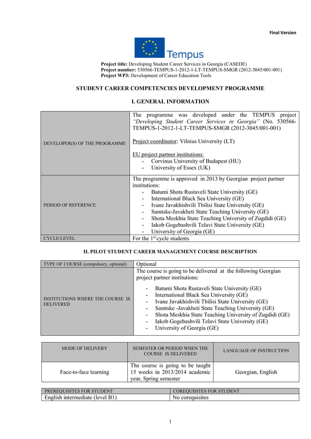 Career management course syllabus. eng | DOCX | Resume Writing and ...