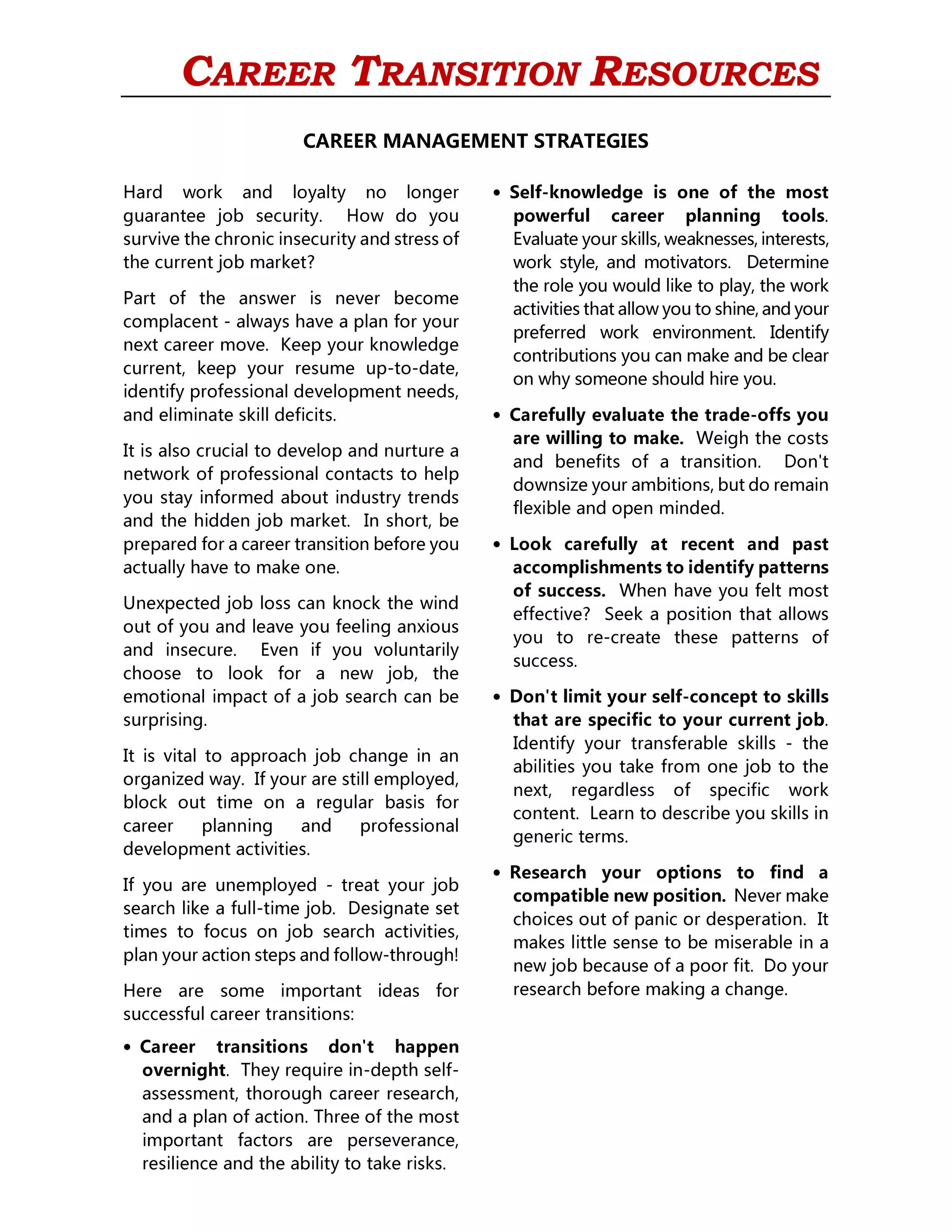 Career Management Strategies | PDF