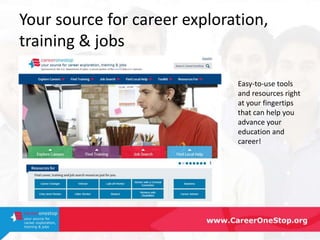 CareerOneStop overview | PPTX | Resume Writing and Advice | Job Search
