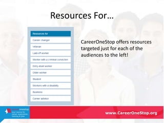 CareerOneStop overview | PPTX
