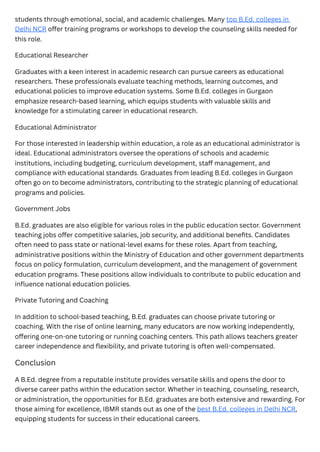 Career Opportunities After Completing a B.Ed