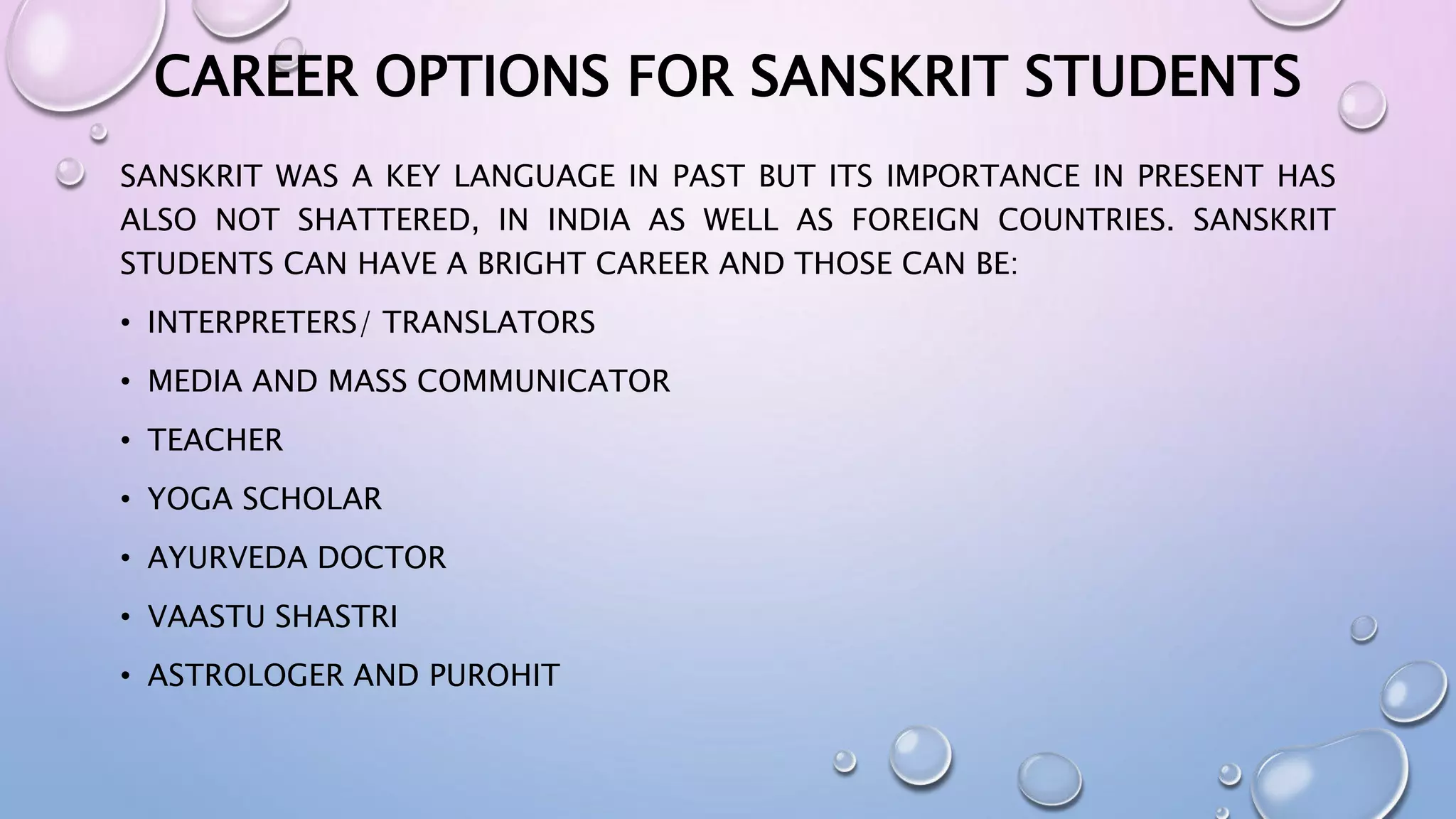 Career Opportunities for Sanskrit Students | PPTX