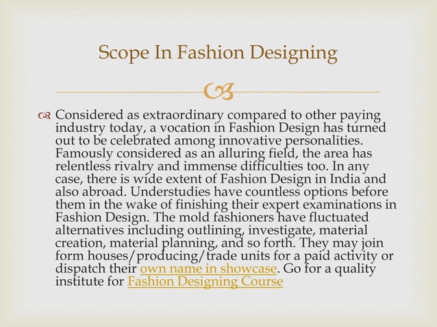 Career opportunities in fashion designing | PPT