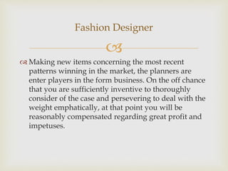 Career opportunities in fashion designing | PPT