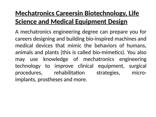 Career Opportunities In Mechatronics Pptx