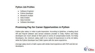 Career opportunities in python | PPTX