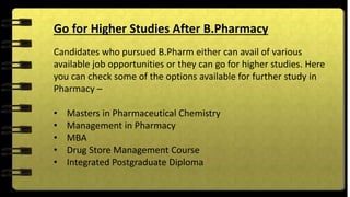 Career Option for Students of Pharmacy | PPTX
