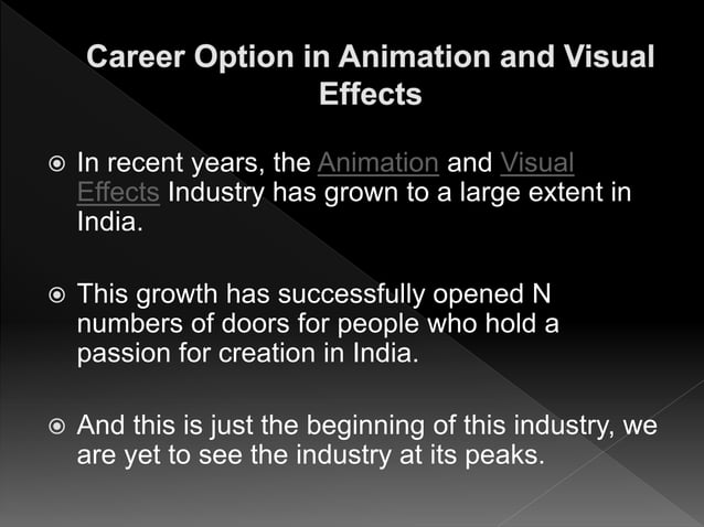 Career Option in Animation and Visual Effects | PPTX | Computer ...