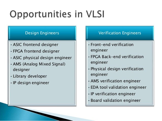Career options for ECE engineers in VLSI and Embedded systems domain