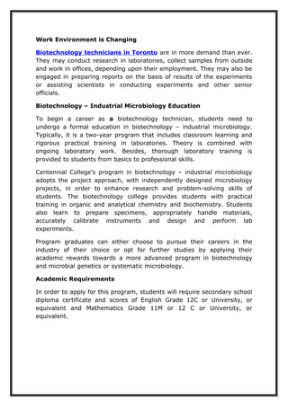 Career options with biotechnology industrial microbiology | PDF