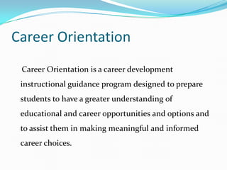Career orientation and development | PDF