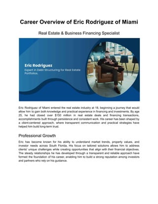 Career Overview of Eric Rodriguez of Miami | PDF