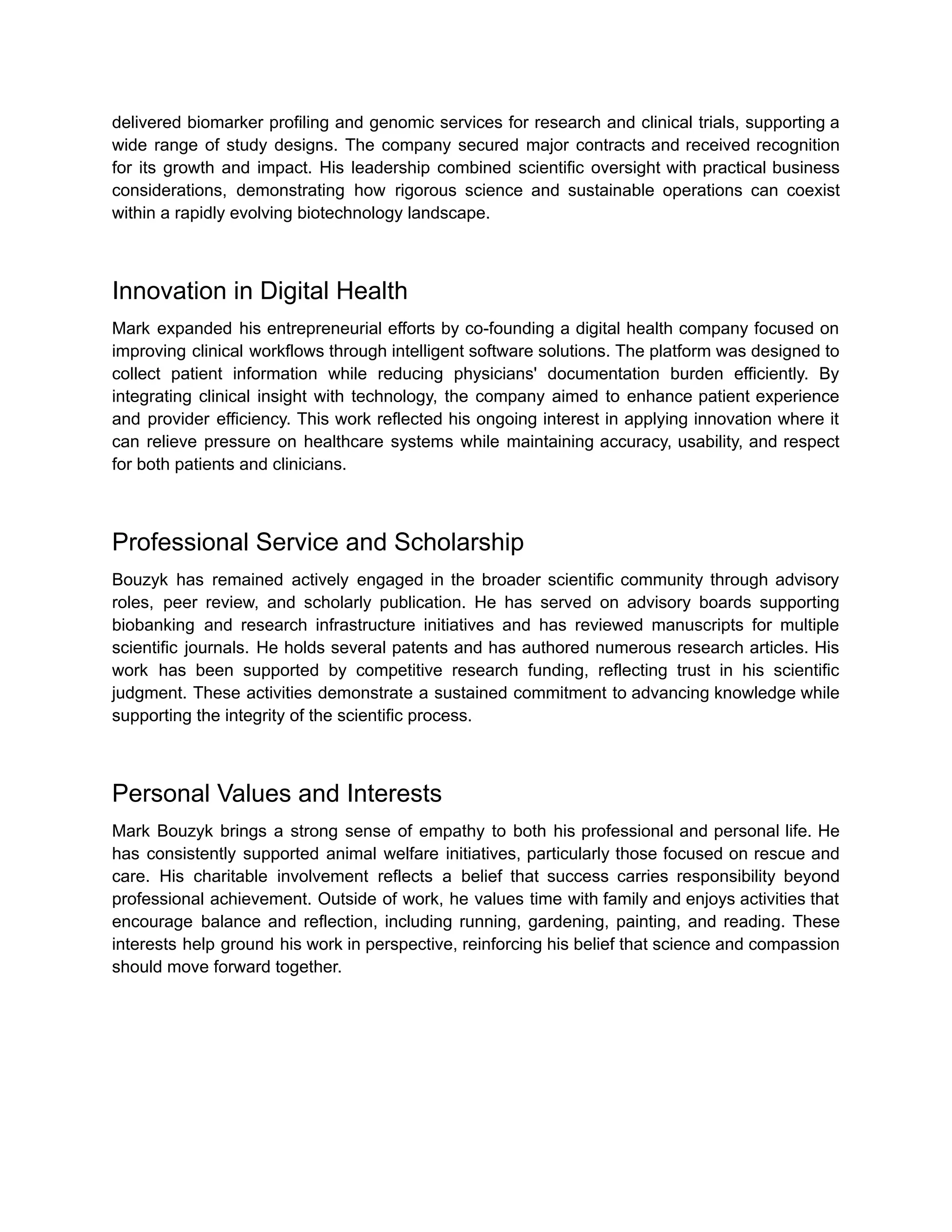 Professional Career Overview of Mark Bouzyk | PDF