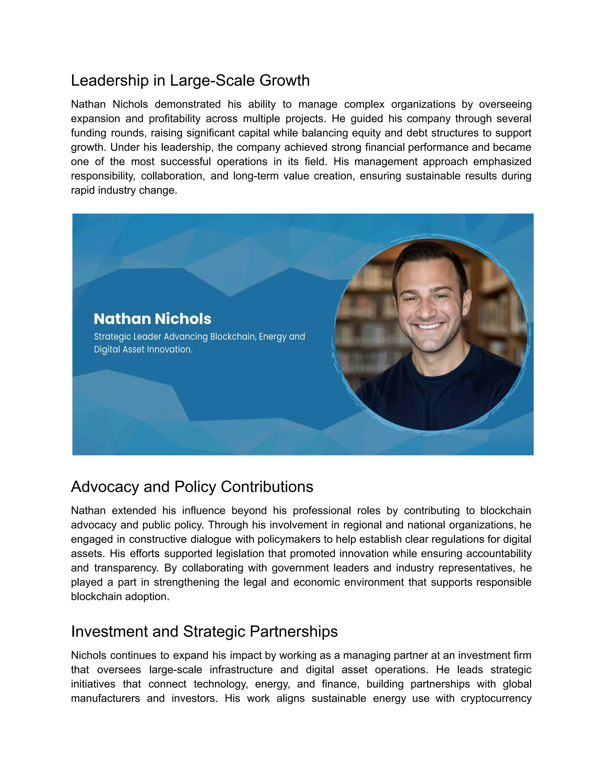Career Overview of Nathan Nichols | Managing Partner, CEO, and Co ...