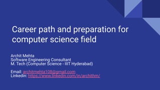Career path and preparation for computer science field | PDF